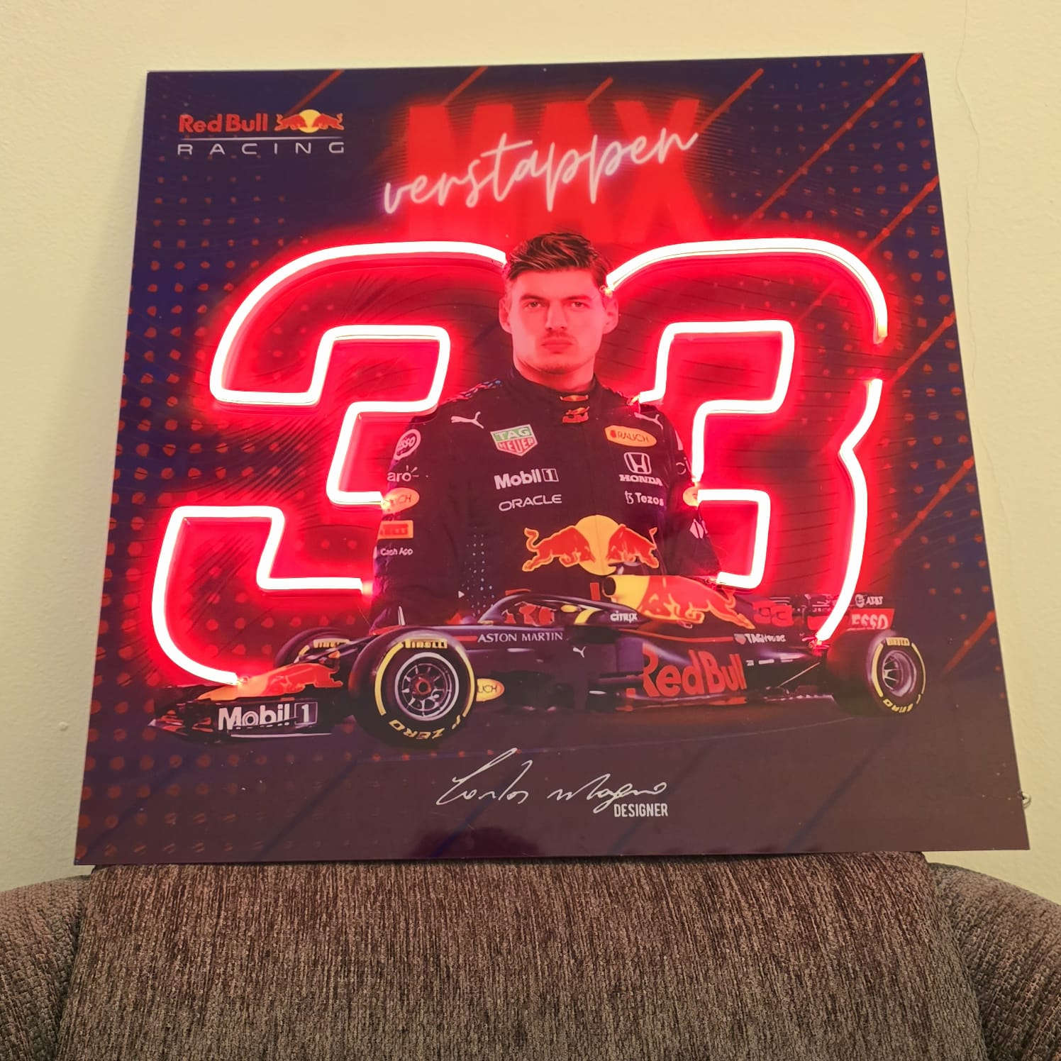 F1 Max Verstappen#16 Red Bull Neon Sign – UV Printed LED Wall Art 18 ...